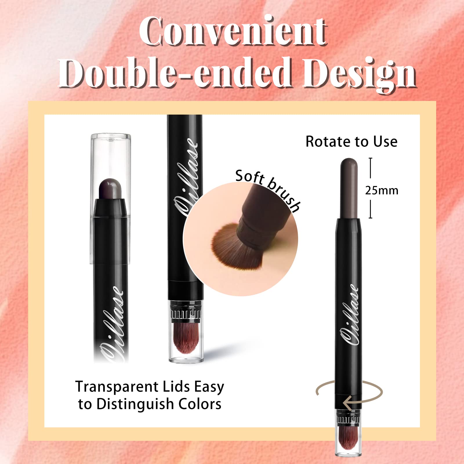 4 PCS Eyeshadow Stick Sets Smudge Proof Eyeshadow, Glitter Eyeshadow Pen with Soft Brush, Cream Eye Shadow Stick Makeup, Shimmer and Matte Eyeshadow Pencil Crayon