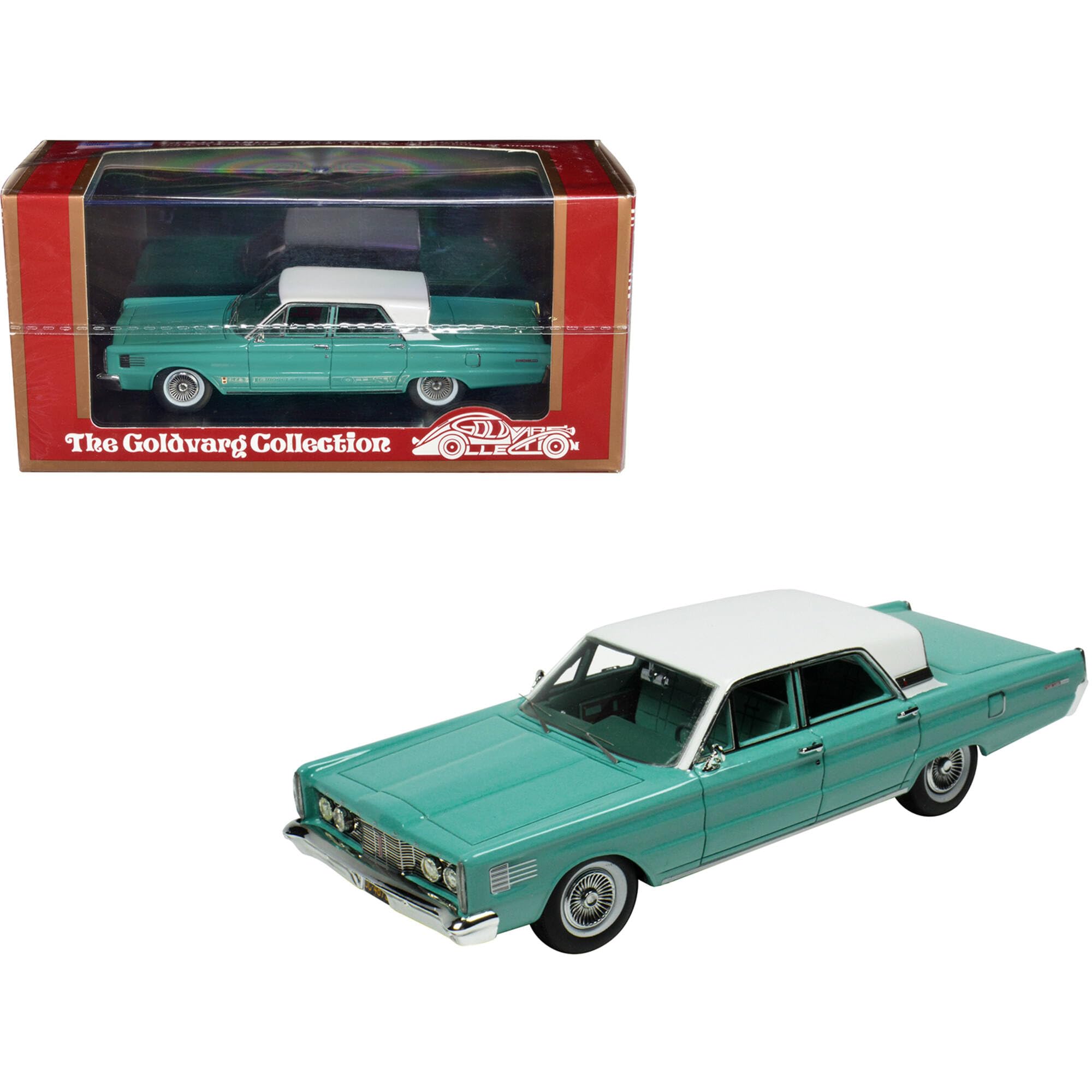 1965 Mercury Park Lane Breezeway Aquamarine with White Top and Aquamarine Interior Limited Edition to 200 Pieces Worldwide 1/43 Model Car by Goldvarg Collection GC-027A