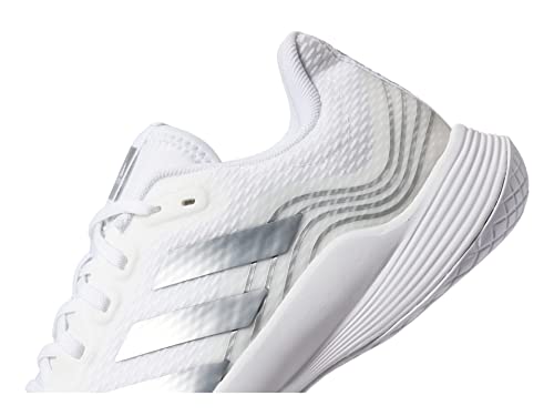 adidas Women's Novaflight Volleyball Sneaker, White/Silver Metallic/White, 9