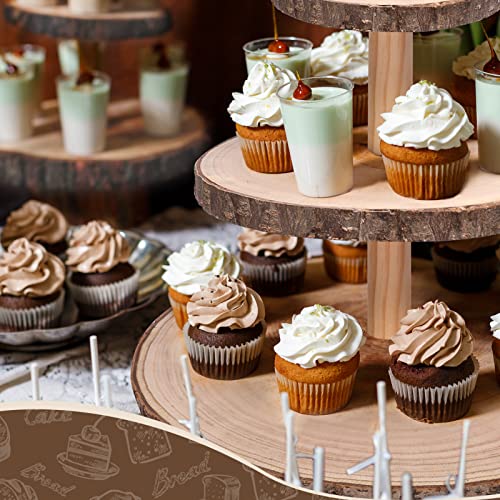 Ayfjovs 5 Tiered Wood Cupcake Stand, Rustic Wood Cake Stand, Wood Dessert Display Stand, Detachable Wood Slices Round Cupcake Tower Holder for Party and Rustic Wedding Decoration