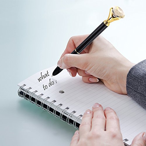Coopay 12 Pieces Crystal Diamond Pens Bling Rhinestones Metal Ballpoint Pens Black Ink for School Office, 12 Color Variations
