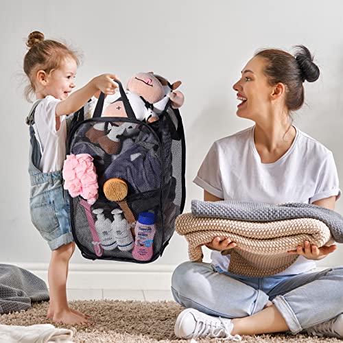 4 Pack Pop Up Laundry Hamper Mesh Clothes Baskets Collapsible Laundry Baskets with Side Pocket Folding Laundry Hamper Foldable Laundry Bag with Handles for Travel Kids Room College Dorm Storage