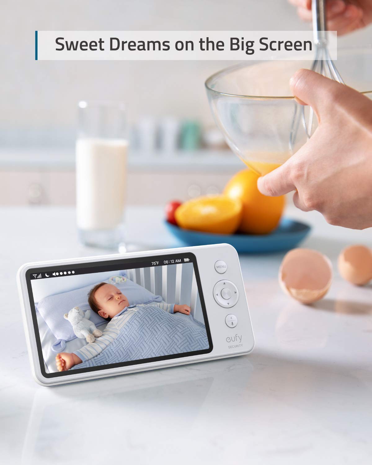 eufy Security, Video Baby Monitor with Camera and Audio, 2-Cam Kit, 720p HD, Ideal for New Moms, 5" Display, 110° Wide-Angle Lens, Night Vision (Renewed)