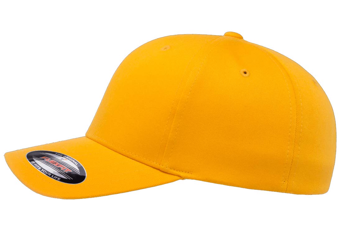 1967 1968 Ford Mustang Convertible Outline Design Flexfit 6277 Athletic Baseball Fitted Hat Cap Gold S/M