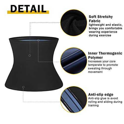 baxobaso Sweat Waist Trimmer Trainer Belt Wrap Belly Sweat Band Sauna Slimming Belt for Women Lower Belly Fat Plus Size Deep Blue