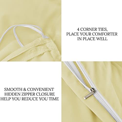 Bamboo Microfiber Duvet Cover Set - Soft Cooling Duvet Cover Queen Size 3 Pieces Hotel Bedding Comforter Cover with Zipper Closure & Corner Ties 90" x 90"