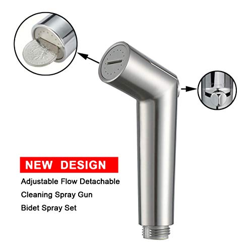 Bidet Sprayer for Toilet,Pressure Adjust Bidet Wand, Double Shut-Off Brass Valve Brushed Nickel