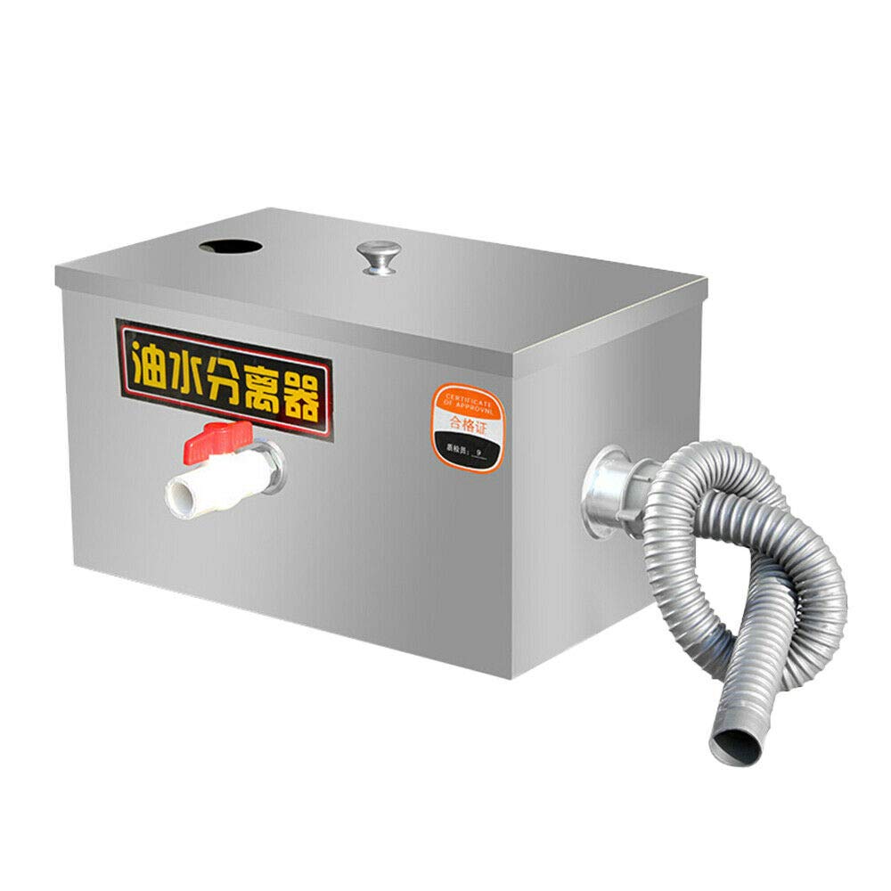 Stainless Steel Grease Trap Interceptor, Upthehill Kitchen Wastewater Oil-water Interceptor Grease Trap Interceptor with Removable Fine Mesh Filter High-efficient Oil-water Separation Interceptor