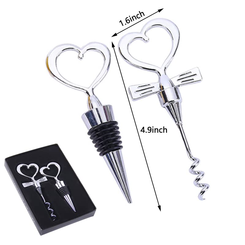 2 Pack Heart Wine Bottle Stopper, BetterJonny Stainless Steel Wine Bottle Stopper and Bottle-opener with Gift Box Packing Handheld Wine Bottle Cork Remover Accessory Tool for Holiday Wedding Party