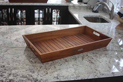 AquaTeak The Original Large Solid Teak Amenities Serving Tray