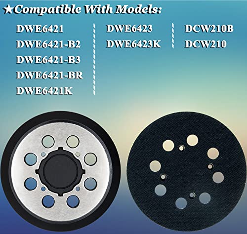 5 inch 8 Hole Hook & Loop Replacement Sander Backing Pad for DeWalt DWE64233, N329079, RSP54 - Metal Backing - Compatible with DWE6423/6423K, DWE6421/6421K, DWE6421-B2, DWE6421-B3, DWE6421-BR (1 Pack)