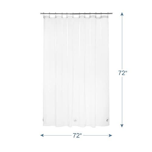 AmazerBath 2 Pack Clear Shower Curtain Liners, 72 x 72 Inches PEVA 3G Plastic Shower Curtains with Stones and 12 Grommet Holes, Extra Long Waterproof Lightweight Plastic Liners- Clear
