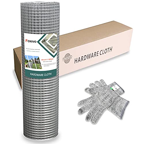 48'' x 100' 1/2inch Hardware Cloth Galvanized Welded Cage Wire, 19 Gauge Hardware Cloth Wire Metal mesh, Poultry Netting Square Chicken Snake Fencing Gopher Fence Racoons Rabbit Pen Gutter