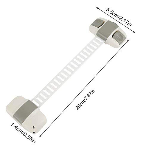 Child Safety Locks, Adjustable Strap to Cabinets, Drawers, Cupboard, Dishwashers, Toilet, Oven, Fridge, Closet, Seat, Door, Window, Adhesive No Tools or Drilling Required (Grey)