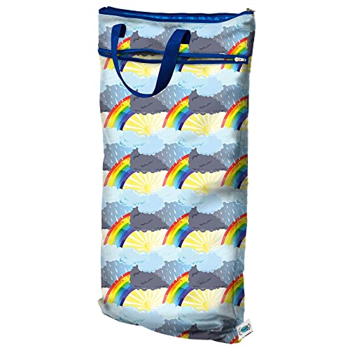 Planet Wise Hanging Wet Dry Bag | Leak Proof Wet Bag for Swimsuit, Cloth Diapers, Breast Pump Parts | Zippered Waterproof Pocket for Dry Items | Smell Proof Bag for Baby Essentials (Through The Storm)