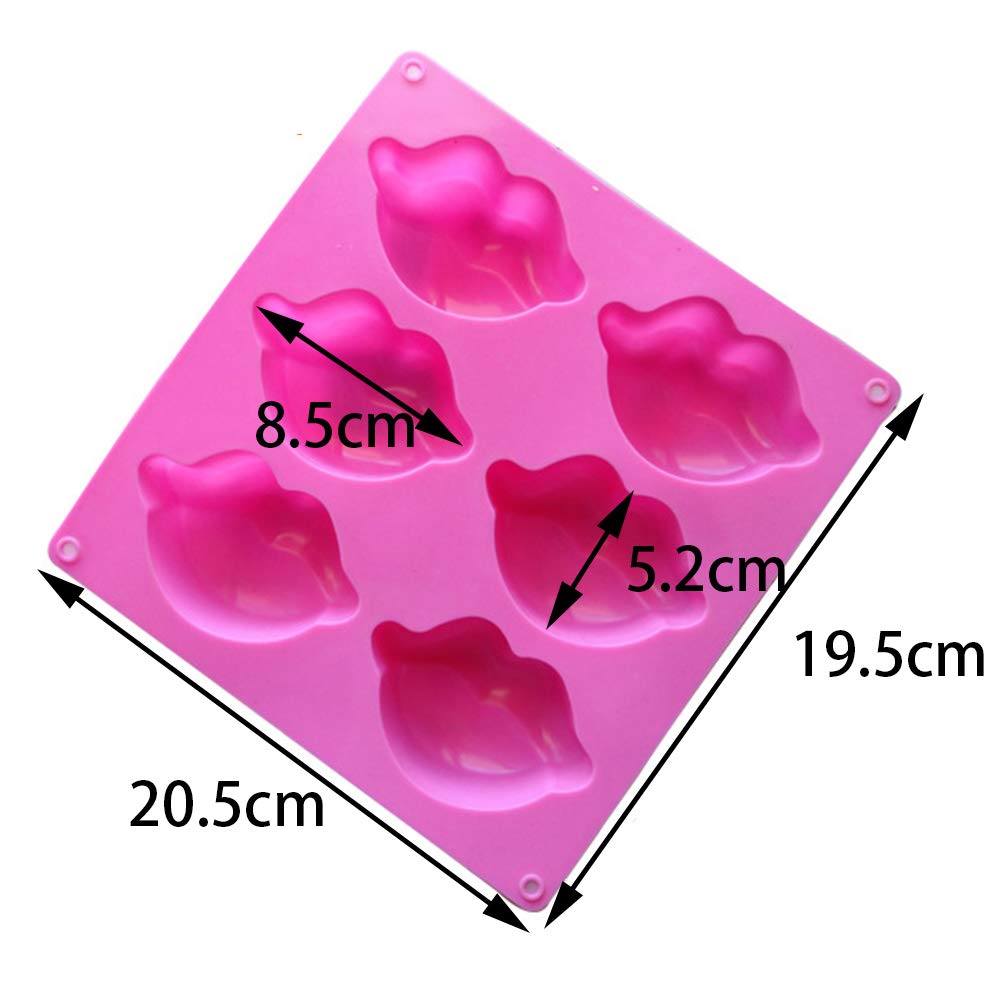 2 Pack Hot Lips Soap Molds, 3D Sexy Red Lips Kisses Collection Silicone Molds Chocolate Candy Bath Bomb Lotion Bar Mould Ice Cube Tray Cupcake Cake Baking Pan Wedding Party Supplies