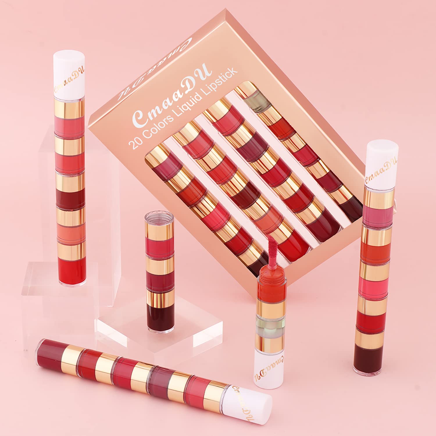 20 Colors Mini Liquid Matte Lipstick and Aloe Vera Lipstick Set, Long Lasting Waterproof High Pigmented Velvety Lip Gloss Set Lip Makeup Gift for Women (SET C)