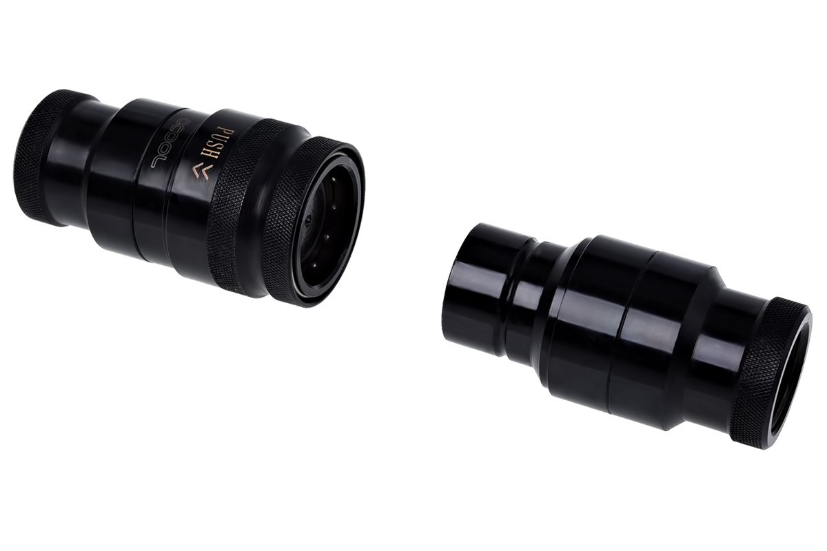 Alphacool 17370 Eiszapfen HF Quick Release Connector kit G3/8 Inner Thread with reducing Nipple G1/4 - deep Black Water Cooling Fittings
