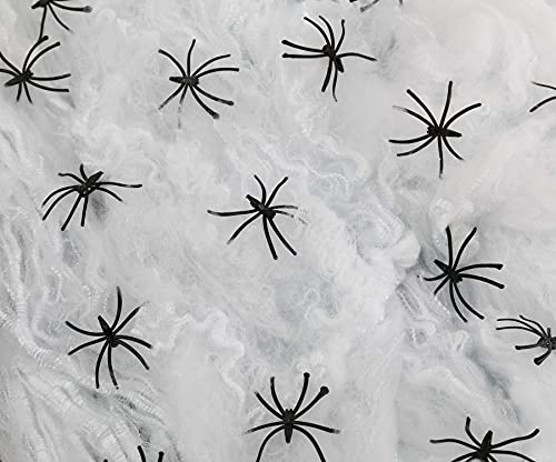Halloween Spider Web Decoration with 80 Fake Spiders Haunted House Props