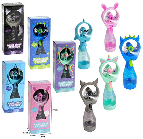 P&F Pack of 4 Water Mist Spray Bottle Fan Animal design Portable Handheld Mister Battery Operated- Color Randomly