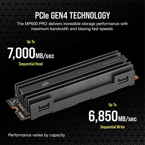 CORSAIR MP600 PRO 4TB Gen4 PCIe x4 NVMe M.2 SSD β High-Density TLC NAND β Aluminum Heatspreader β M.2 2280 Form-Factor