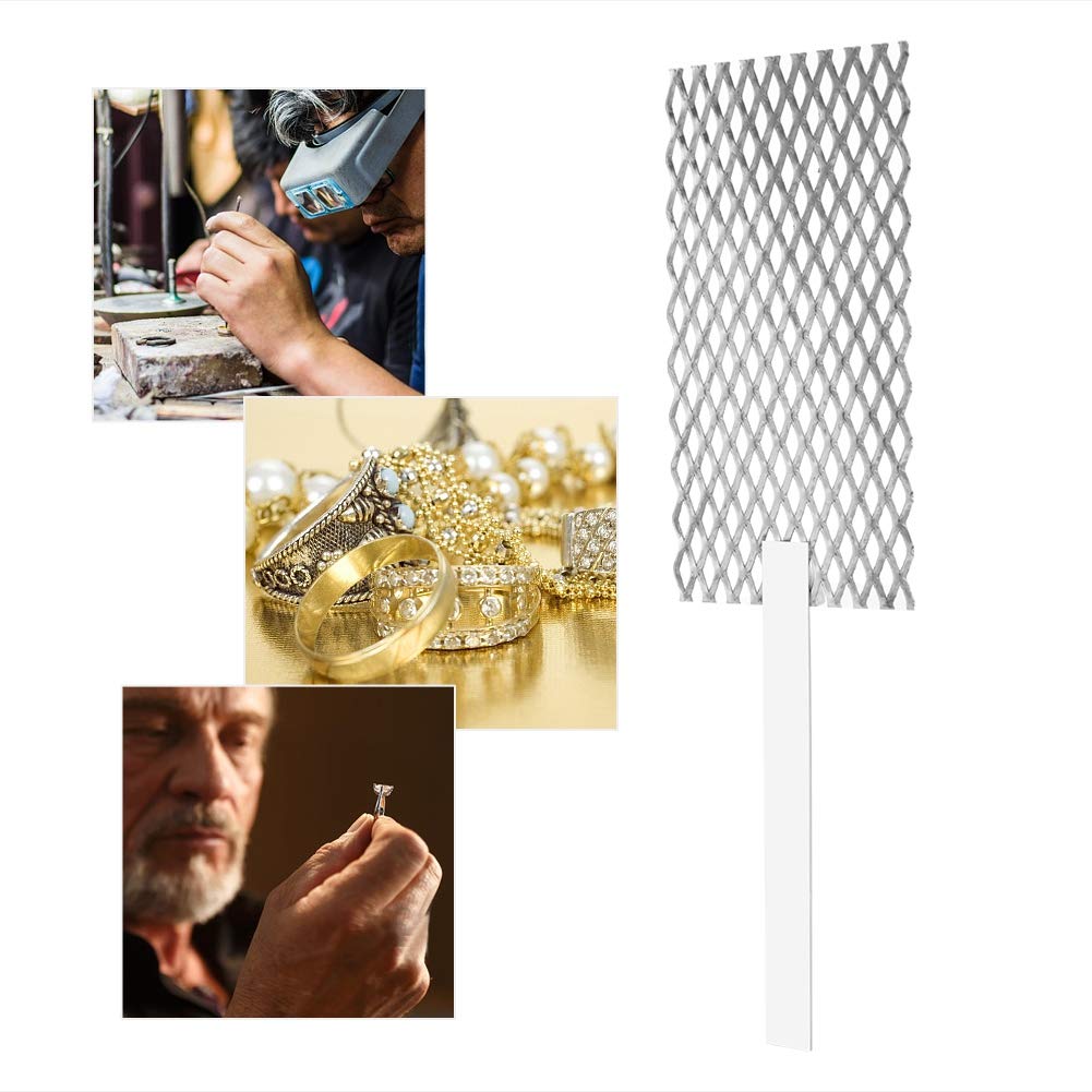 Platinized Anode, Rhodium Jewelry Plating Plater Tool Mesh with Handle, Mesh Platinized Anode Rhodium Palladium Platin Anode,Silver Plating for Jewelry