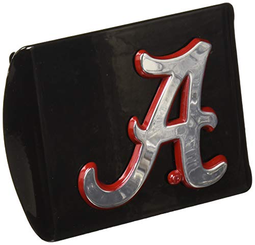 AMG University of Alabama Metal Emblem (Chrome with Crimson Trim) on Black Metal Hitch Cover