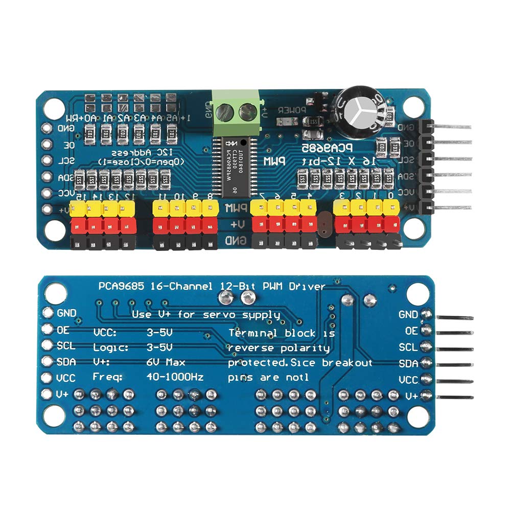 Dorhea 4PCS PCA9685 16 Channel 12 Bit PWM Servo Driver Board IIC Interface PCA9685 Module Controller Compatible with Raspberry Pi