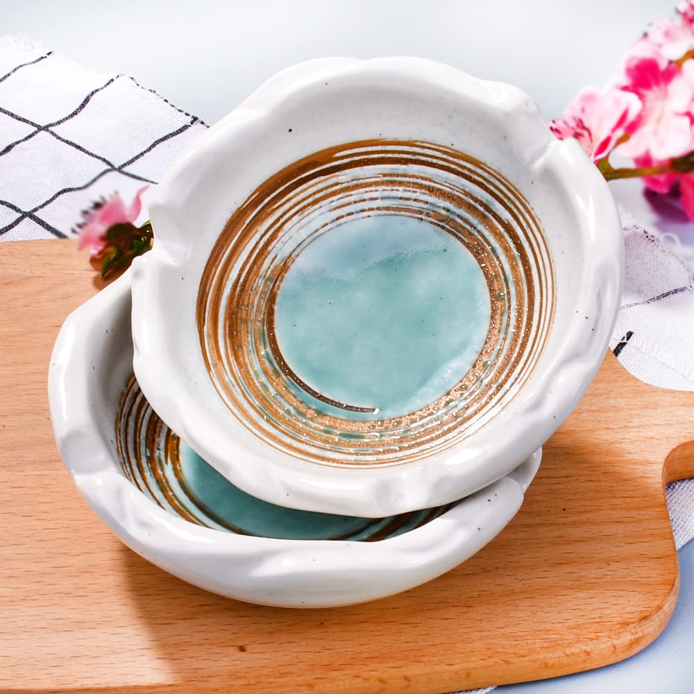 Ashtrays Set of 2, Ceramic Ashtrays, Small Ashtrays for Home, Outdoor, Garden, Balcony, Patio use