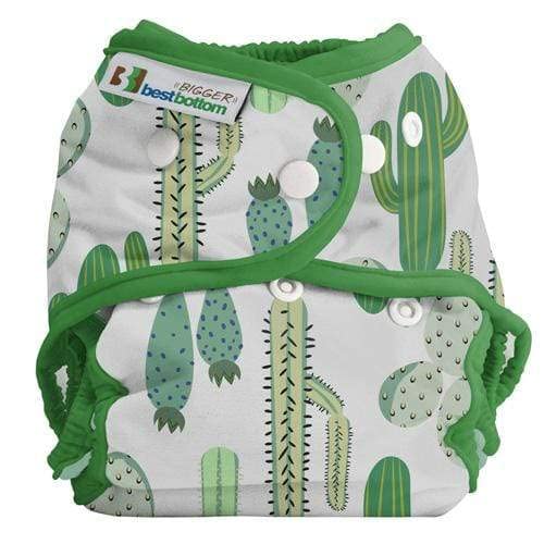 Best Bottom Bigger All in Two Diaper Cover | Adjustable Snap Cloth Diapers for Babies | Eco Friendly Reusable Diapers with Waterproof Gussets | Newborns Thru Toddlers 10-45+ Lbs. (Prickly Cactus)