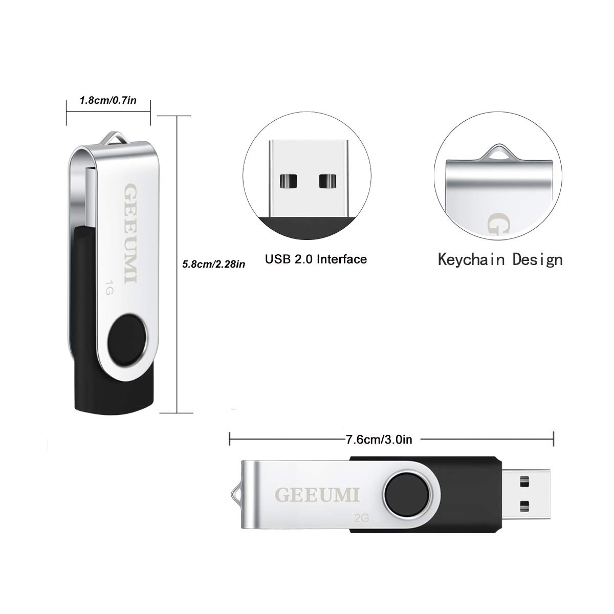20 Flash Drive Pack 16GB Thumb Drive,Swivel Memoria USB 16GB 2.0 GEEUMI Bulk Pen Drives Jump Drive for Data Storage, File Backup(20 Pack,Multi-Color)