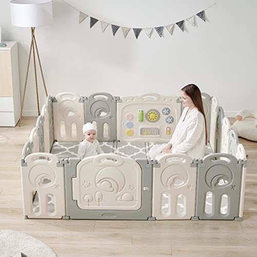 Cloud Castle Foldable Playpen 4-Panel Extension by Fortella (Gray)