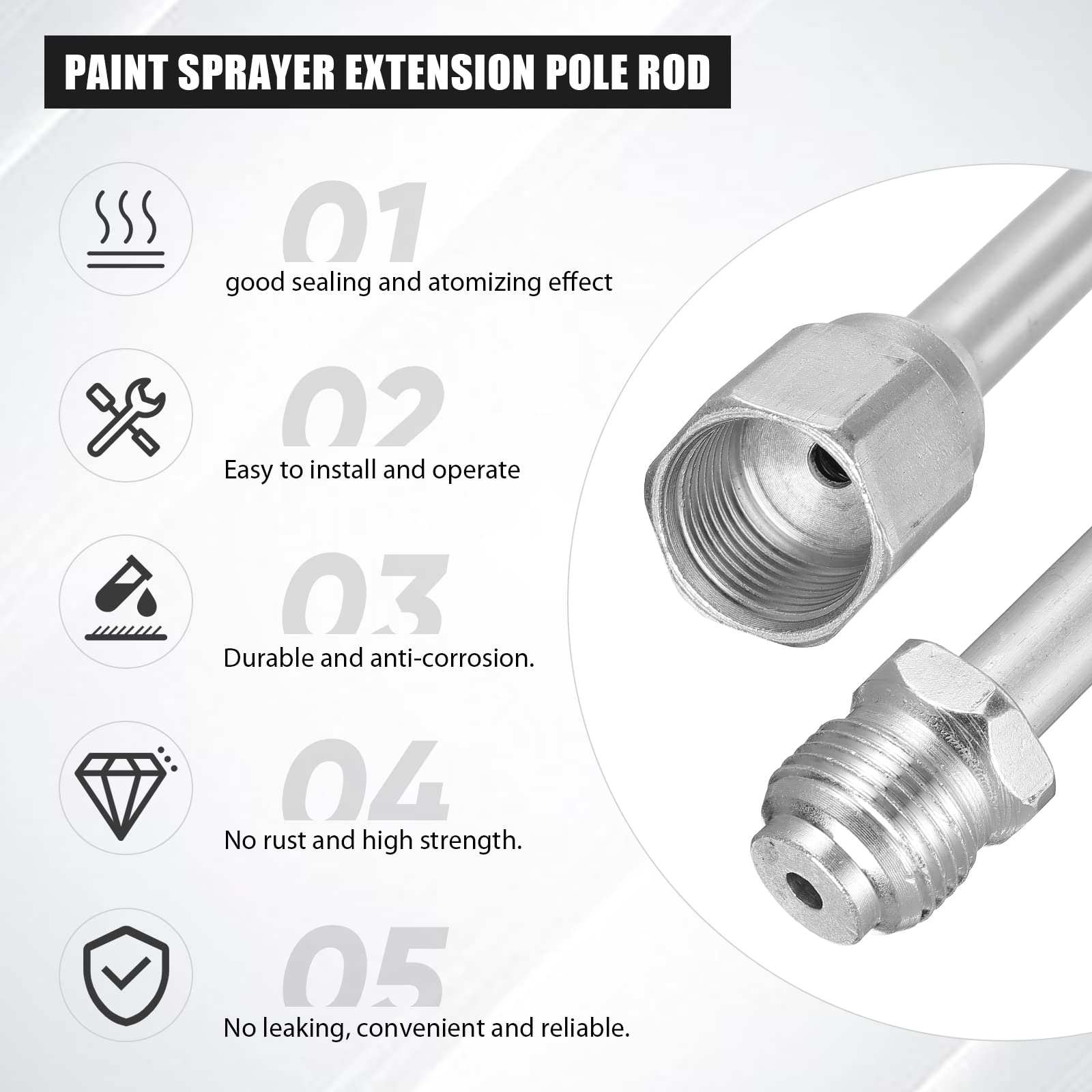 5 Pieces Airless Paint Sprayer Tip Extension Pole Extension Rod for Airless Painting Spray Gun with Red Guard (40,29.95,20,12,7.8 Inches)
