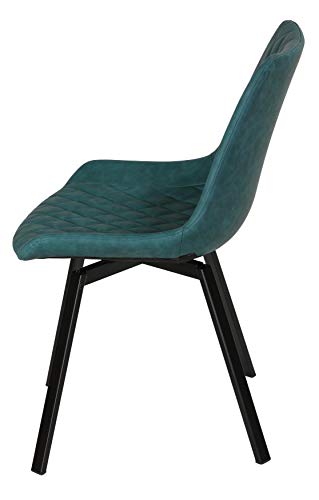 Cortesi Home Azov Swivel Dining Chairs, Set of 2, Deep Aqua Faux Leather