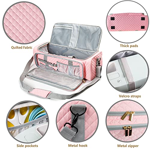 AMOIGEE Carrying Case for Cricut Explore Air 2, Cricut Maker 3, Cricut Explore 3, Pink Storage Organizer for Cricut accessories, Quilted Cricut Bag Only