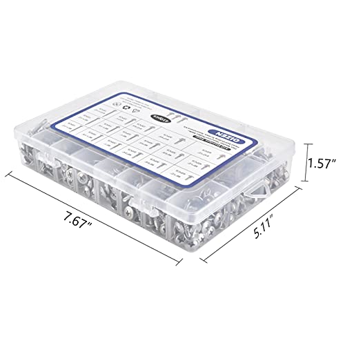 OIZEN 410PCS 410 Stainless Steel Self Drilling TEK Screw Assortment Kit (Silver),Hex Washer Head & Wafer Head Screws,Multiple Length