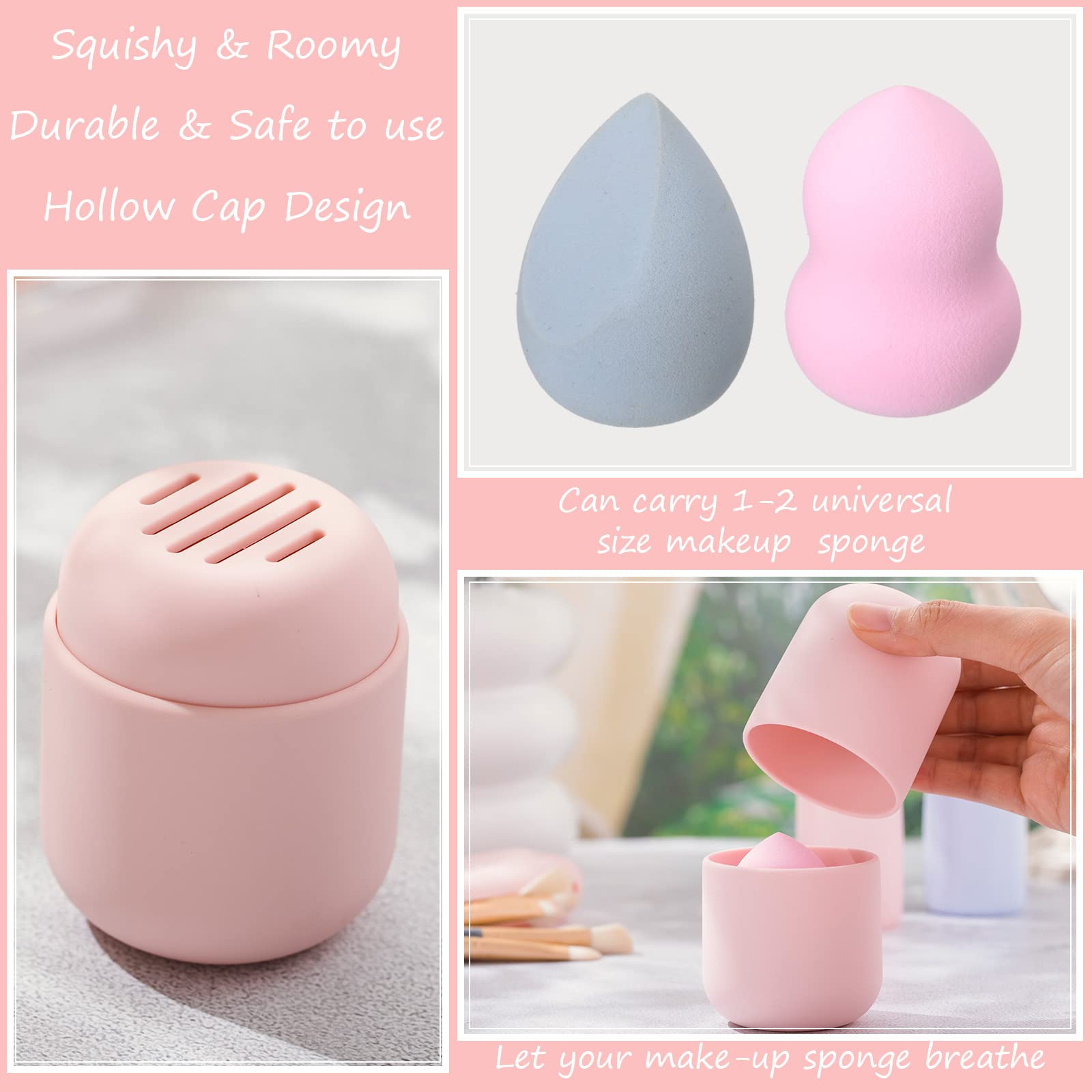 4 Pcs Travel Bottles for Toiletries with a Makeup Sponge Holder and a Makeup Brush Holder Travel Size Containers Shampoo Conditioner Bottle Makeup Egg Storage Box Silicon Portable Cosmetic Brush Case