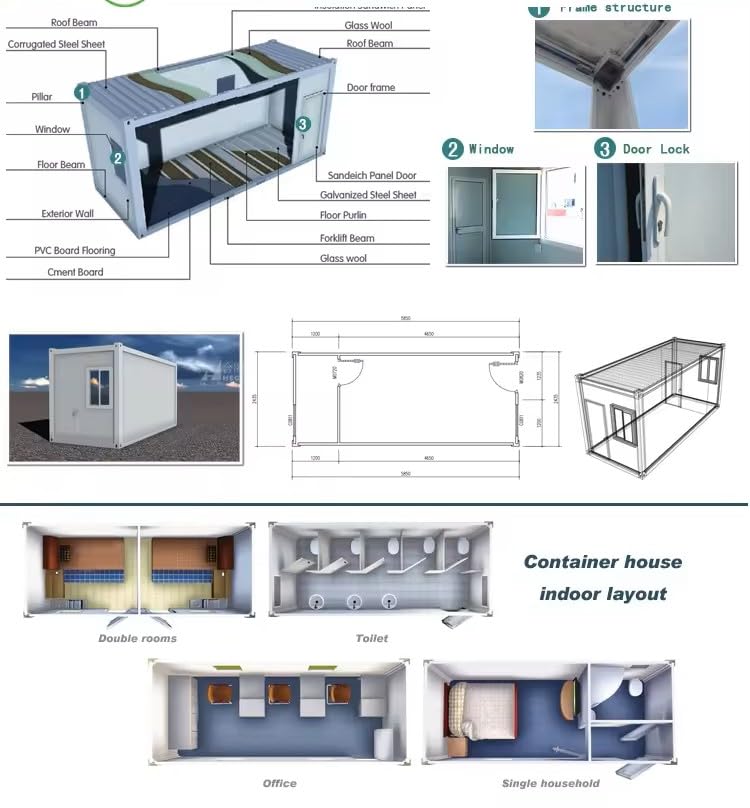 20 ft Modern Modular Prefabricated Container House 1 Bedroom 1 Bathroom 1 Kitchen - Foldable, Container, Portable House, Tiny House for Small Family.Bachelor Nest
