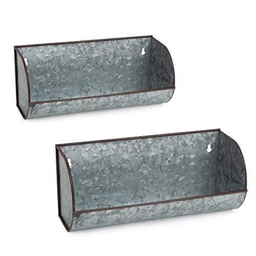 DII Galvanized Metal Decor, Rustic Farmhouse, Mounted Wall Shelves, Silver, 2 Piece