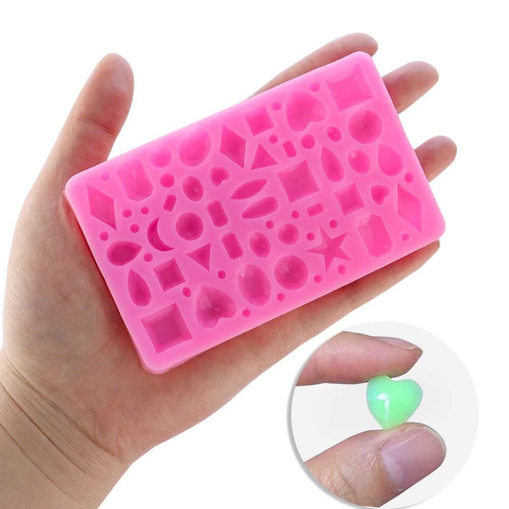2 Pieces Silicone Gummy Candy Molds Gems Shape Christmas Molds Heart Shape Christmas chocolate Molds Star Shape Fondant Molds Resin Silicone Molds for Cake Chocolate Jelly Ice Cookies