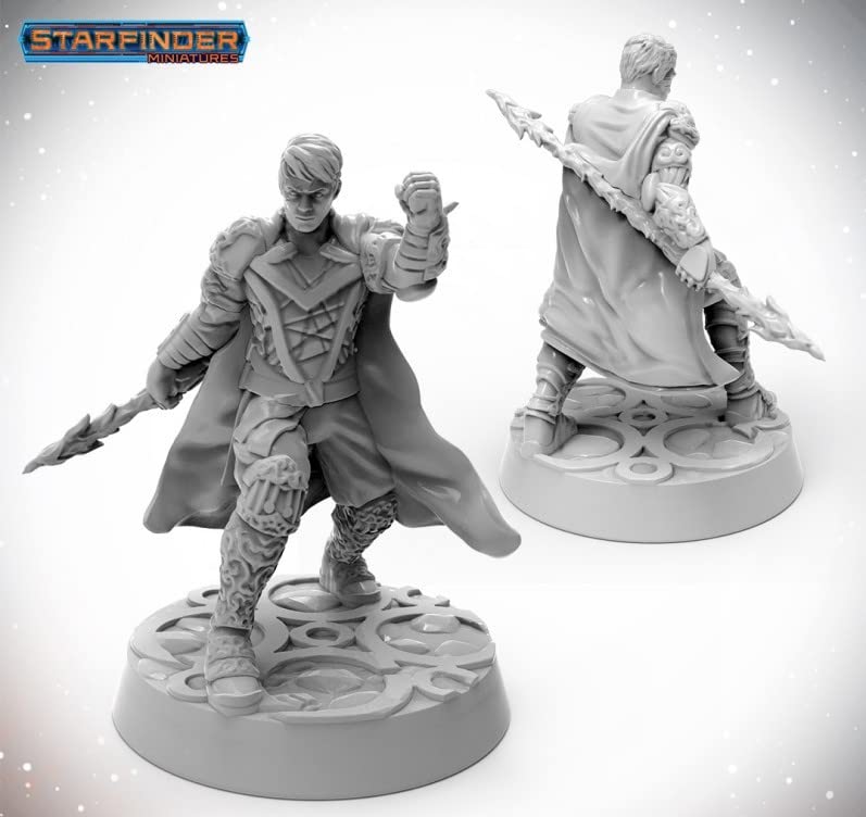 Archan StudioStarfinder Unpainted Miniatures: Human Solarian- 32mm Unpainted Plastic Miniatures - for Kids and Adults Ages 14+, Grey