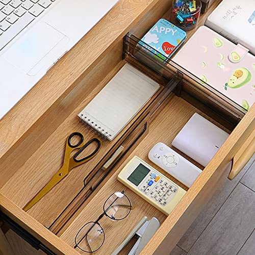 4PC Drawer Dividers Organizers, Adjustable Kitchen Drawer Organizer Clear Drawers Separators, Expandable 11-19 Drawer Organizers for Clothing Kitchen Utensils and Office Storage, White
