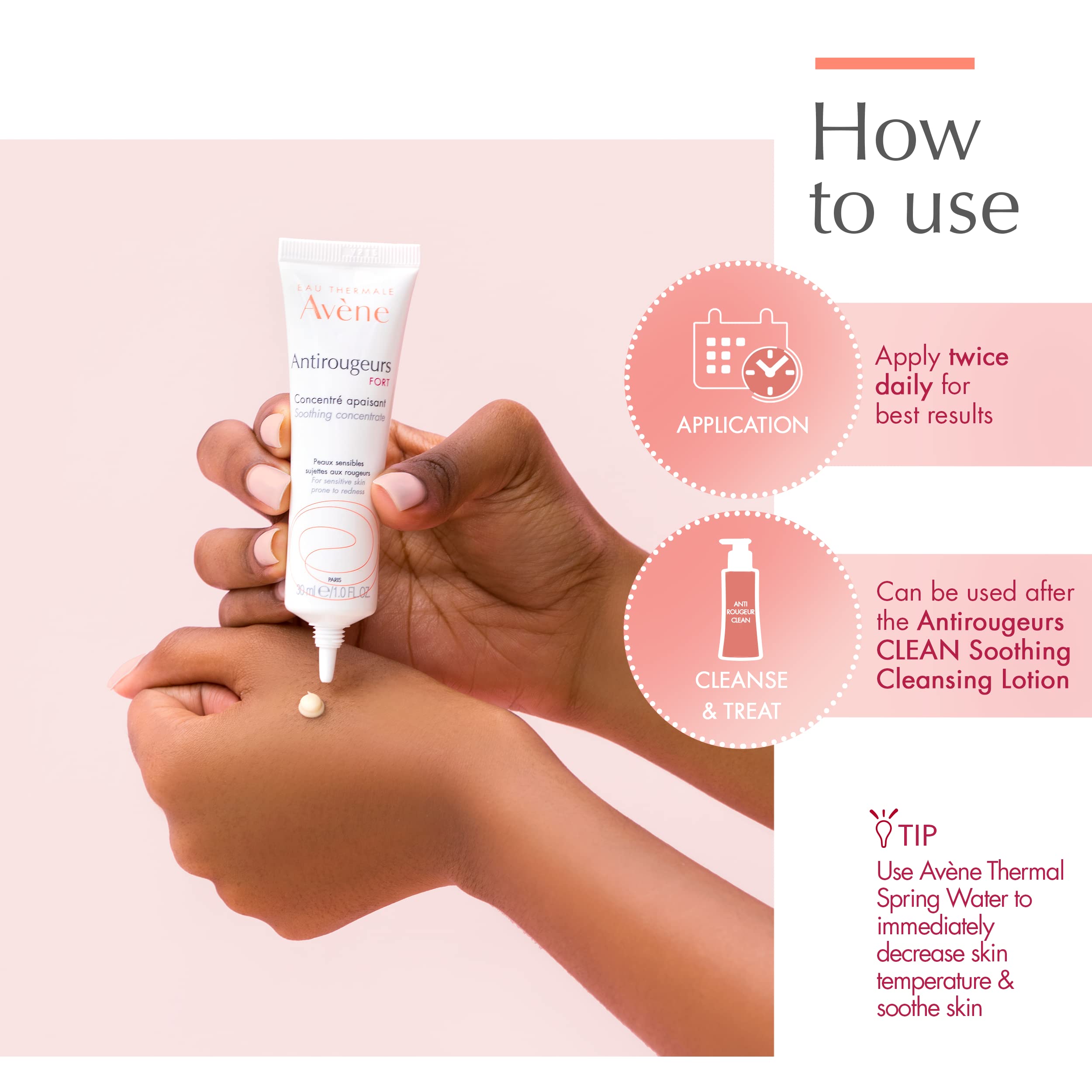 Avene Antirougeurs FORT Soothing Concentrate Calming Redness Cream 1.01 Fl Oz, unscented