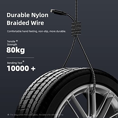 Apple MFi Certified Lightning Cable 3 Pack 10 FT,Nylon Braided iPhone Charger Fast Charging iPhone Charger Cord Super Long Compatible with iPhone 13 12 11 Pro Max XR XS X 8 7 6 Plus SE iPad and More