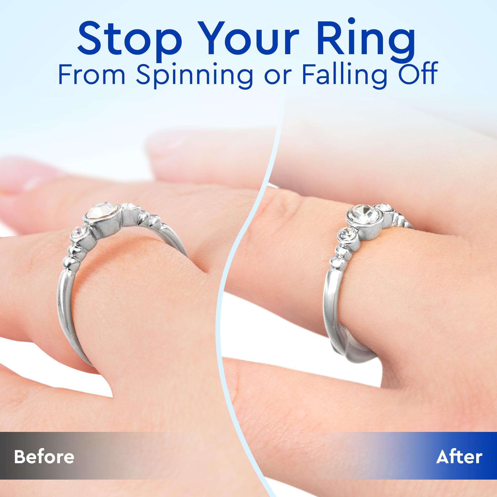 5 STARS UNITED Ring Sizers for Loose Rings - 6-Pack Easy-Clip Ring Size Adjuster for 3-10 mm Band Widths - Ring Guards for Women and Men, Transparent