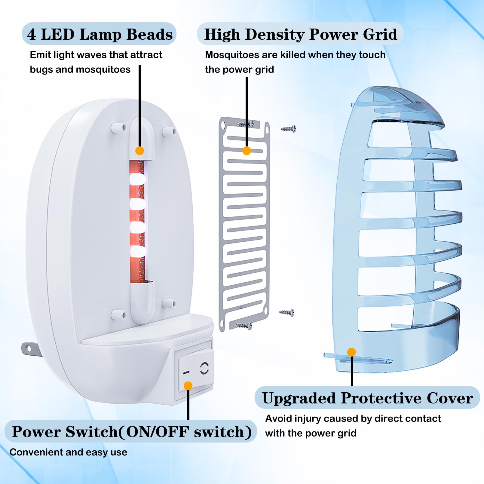 2 Pack Plug in Bug Zapper Indoor Flying Insect Trap, Electronic Mosquito Zapper Gnat Traps with LED Light for Patio, Bedroom, Kitchen, Office
