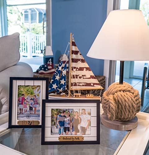 Beachcombers Love Anchor Wood Frame Photo Frame Picture Holder For Wall Shelf Or Tabletop Decor Decoration 0.5" x 6.25" x 8.25" Blue