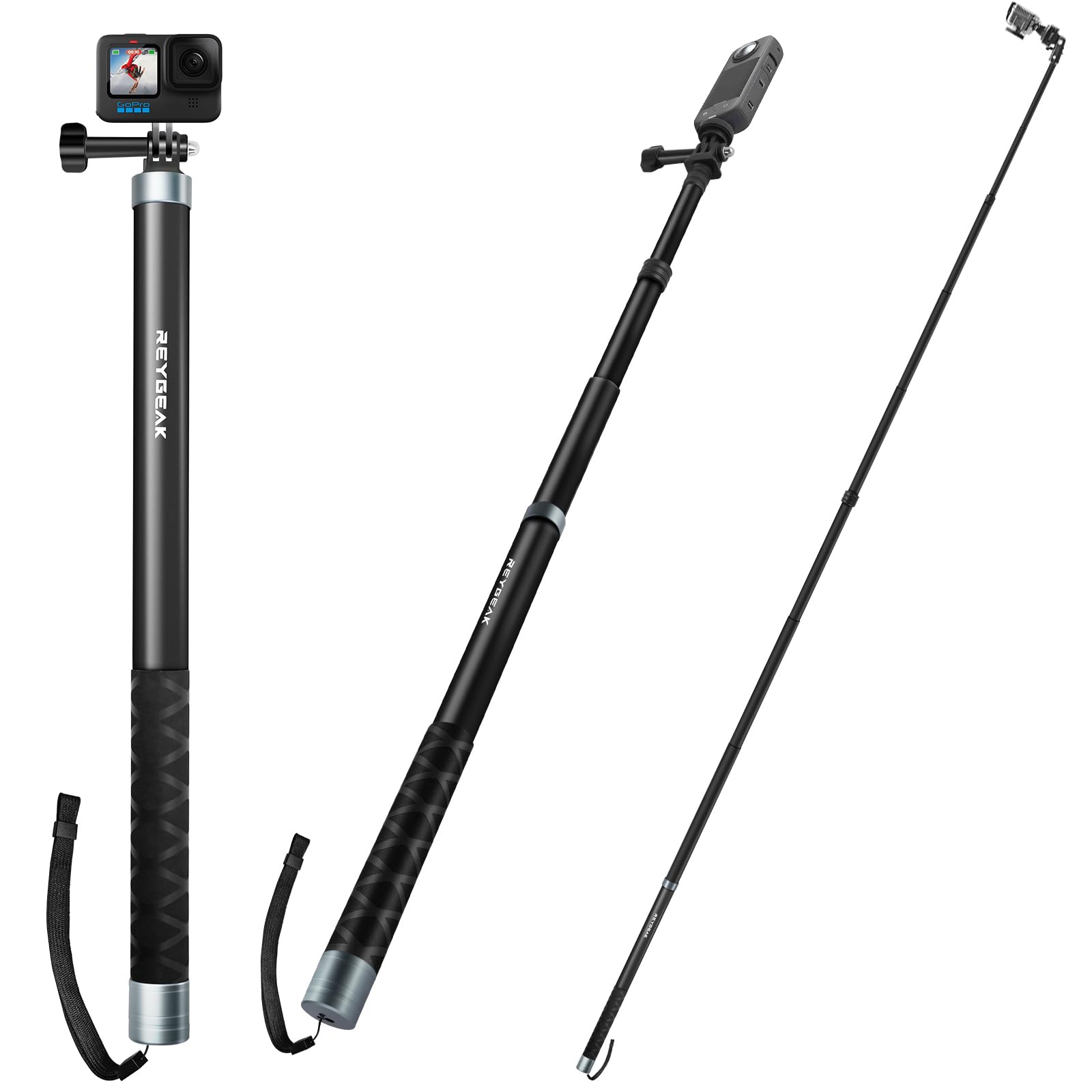 REYGEAK Ultra Long Selfie Stick Pole 3M/118 Inch Carbon Fiber Lightweight Waterproof Extendable Handheld Monopod for GoPro Max Hero 12 11 10 9 8 7 Insta360 X3 GO3 DJI Action 4 3 Camera