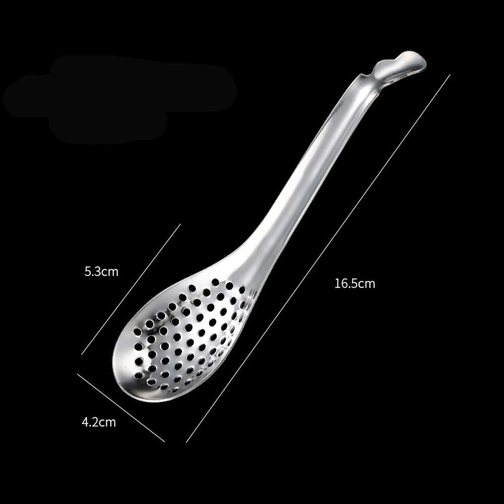 2 Pcs Small Slotted Spoons Stainless Steel Colander Spoons Strainers 56 Holes Bar Spoons Kitchen Cooking Serving Spoons, Silver