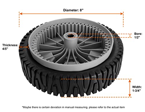 8 Inch Front Wheels Replaces for HU 581009202-2 Pack Drive Wheels Tires Compatible with Hon da Black Max Lawn Mower, Craftsman 917376161, HU 7021RES Self Propelled Mower, Replace 193912x460